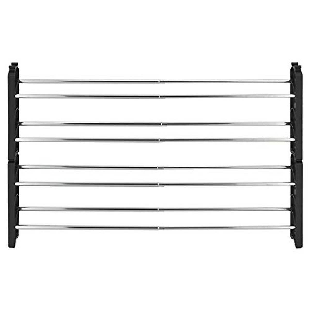 Seville Classics 4-Tier Expandable 24-Pair Shoe Rack Resin Freestanding Closet, Entryway, Bedroom Footwear Organizer, Chrome Poles