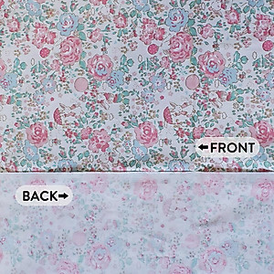 NEWUEBEL Cotton Fabric by The Yard for Sewing DIY Crafting Fashion Design Printed Floral Washable Cloth Bundles Voile;Full Width cuttable39 x 63inches (100x160cm) Blue and Pink Flowers Pattern