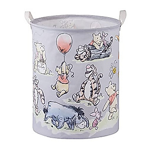 Winnie Storage Basket, Nursery Large Hamper Canvas Laundry Basket Foldable With Waterproof Pe Coating,For Kids Boys And Girls, Bathroom, Bedroom, Clothes,Toy Bin