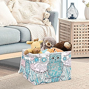 innewgogo Mandala Owl Storage Bins with Lids for Organizing Storage Baskets with Handles Oxford Cloth Storage Cube Box for Dog Toys