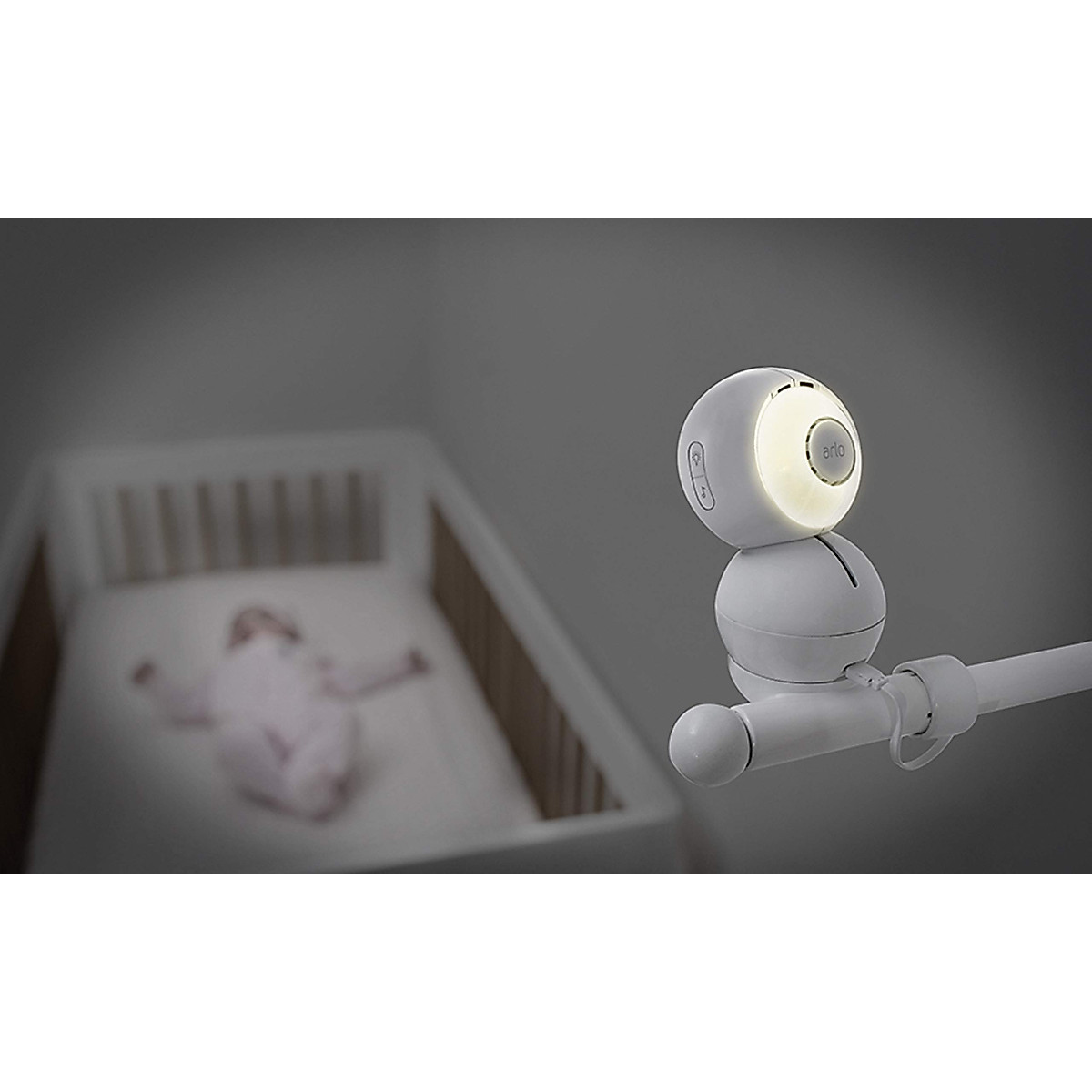 Arlo Baby Monitor | Smart Wi-Fi Baby Camera with Table/Wall Stand | 1080P HD with 2-Way Audio, Night Vision, Air Sensors, Lullaby Player, Night Light, Compatible with Alexa, HomeKit | ABK1000, White