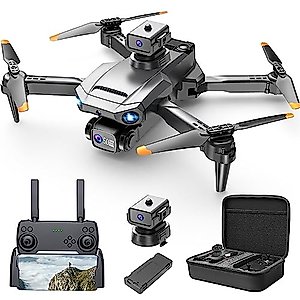 Foldable FPV Drone With Electrionic Regulation Dual 1080P WiFi Camera, Gesture Control RC Quadcopter For Adults, Boys, Gravity Sensor (Black)