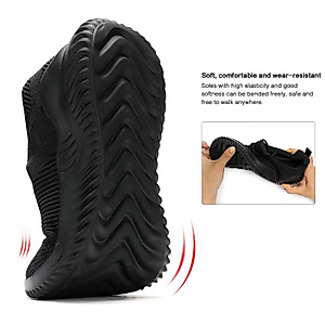 Mens Running Shoes Slip on Walking Tennis Sneakers Lightweight Breathable Mesh Workout Casual Sports Shoes Soft Sole Black