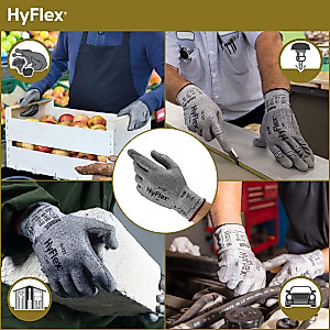 Ansell HyFlex 11-727 Ultralight Cut-Resistant Industrial Gloves w/Reinforced Palm for Machinery, Auto, Warehousing - Large, Grey (144 Pairs)