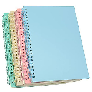 Yansanido Spiral Notebook, 4 Pcs 8.3 Inch x 5.9 Inch A5 Thick Plastic Hardcover 7mm College Ruled 4 Color 80 Sheets -160 Pages Journals for Study and Notes (4)