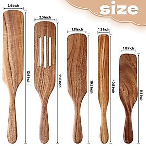 NIGILA 5Pcs Wooden Spoons Kit for Cooking Durable Acacia Wood Spurtles Kitchen Tools and Utensils Long Handle for Nonstick Cookware,Salad Strainer and Cake Make,Spurtles Kitchen Tools as Seen on TV