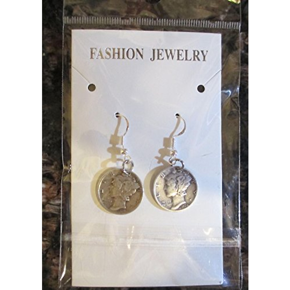 Mercury Dime (900 Silver) Earings with 925 Sterling Silver Earrings Hook Coil Ear Wires & Gift Bag