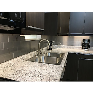 Art3d 32-Piece Peel and Stick Backsplash Tiles, Brushed Metal Subway Backsplash Tile for Kitchen (3"x6", Silver)