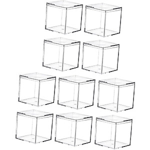 GLEAVI Clear Square Cube 60 Pcs Packing Box Candy Containers Party Candy Bag Party Gift Candy Cake Gift Container Candy Packaging Case Party Candy Storage Cases Seal Specimen Acrylic
