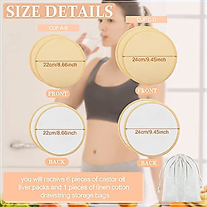 Panitay 6 Pcs Cotton Castor Oil Breast Pads Reusable Washable Castor Oil Breast Pads Less Mess Comfortable Soft Nursing Pads (Cup C-D)