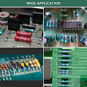 Uiusaur 500pcs 25 Value Carbon Film Resistors Assortment Kit 1 Ohm-1M Ohm with 5% 1/2W for Industrial Electrical and Arduino， TV, LCD Monitor, Radio, Stereo, Game, Refrigerator, Water Heater, etc.