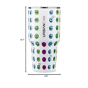 URBANCAN 30 oz Insulated Tumbler with Lid and Straw - Drink In Style with a Stainless Steel Tumbler Travel Mug - Premium Double Walled Thermos Flask - Play On Neon