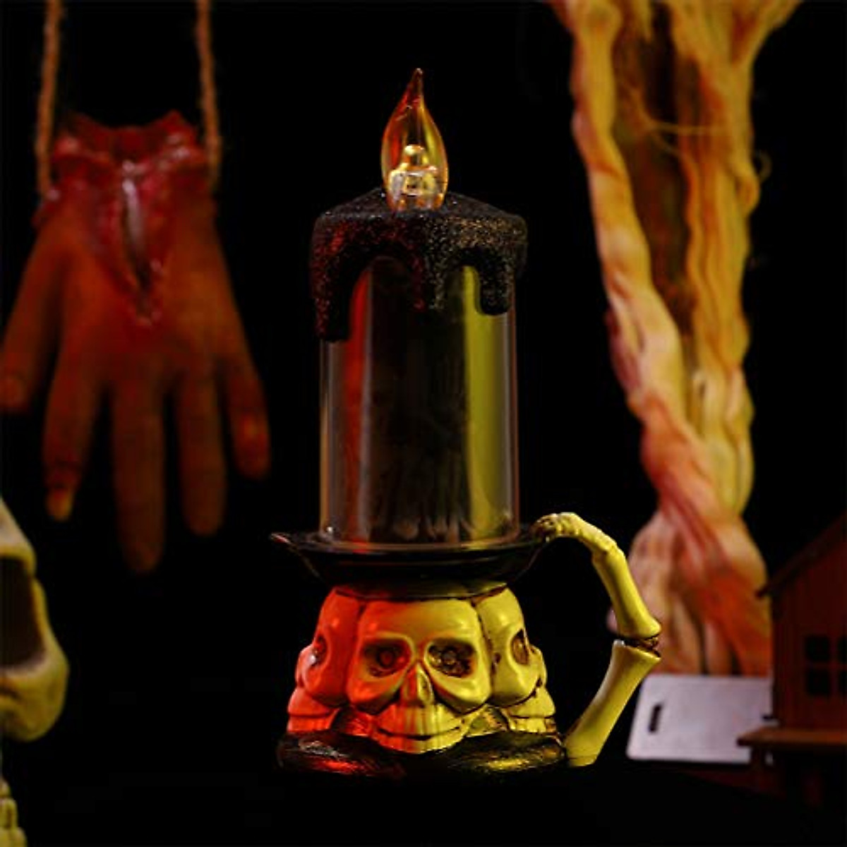 OSALADI Halloween Flameless Candles 2pcs Halloween Candles Flameless Votive Candles Skull Pumpkin Candle Lamp Flameless Tea Light for Bar Home Garden Halloween Snow Globe