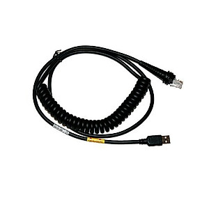 Honeywell CBL-500-300-C00 USB Coiled Cable, Type A, 5V Host Power, 3 m/9.8-ft. Length, Black