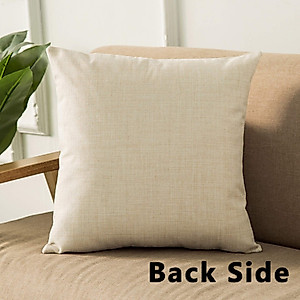 WOMHOPE Decorative Throw Pillow Covers Spring Flower Bird Butterfly Pillow Cases Cushion Cases Burlap Toss 18 x 18 Inch,Set of 4 for Living Room,Couch and Bed (Small Blue Flower)