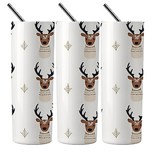 Cartoon Christmas Deer insulated tumblers，Cartoon Christmas Deer coffee cup Gift，Cartoon Christmas Deer Drinking Glasses-Tea Cup-Coffee Mug tumbler with lid and straw 20 oz insulated tumbler cups