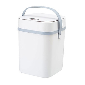 DWLOMHE Automatic Induction Trash, Home Smart Garbage Bin, Automatic Touchless Infrared Motion Sensor Trash Can Combo Set, Removable Liner Bucket with Handles, White