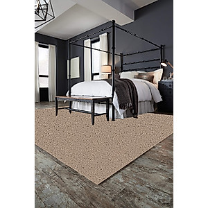 KOECKRITZ 9’x12’ Beige Area Rug. Frieze Plush Textured Carpet for Residential or Commercial use. Approximately 1/2" Thick with Binding.