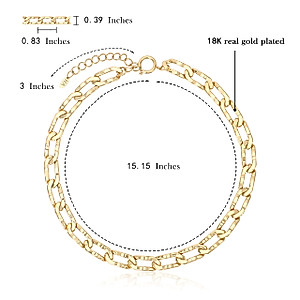 VINTAGE HAVANA Cuban Link Chain Choker Necklace For Women 18K Gold Plated Additional 3” Necklace Extender Included