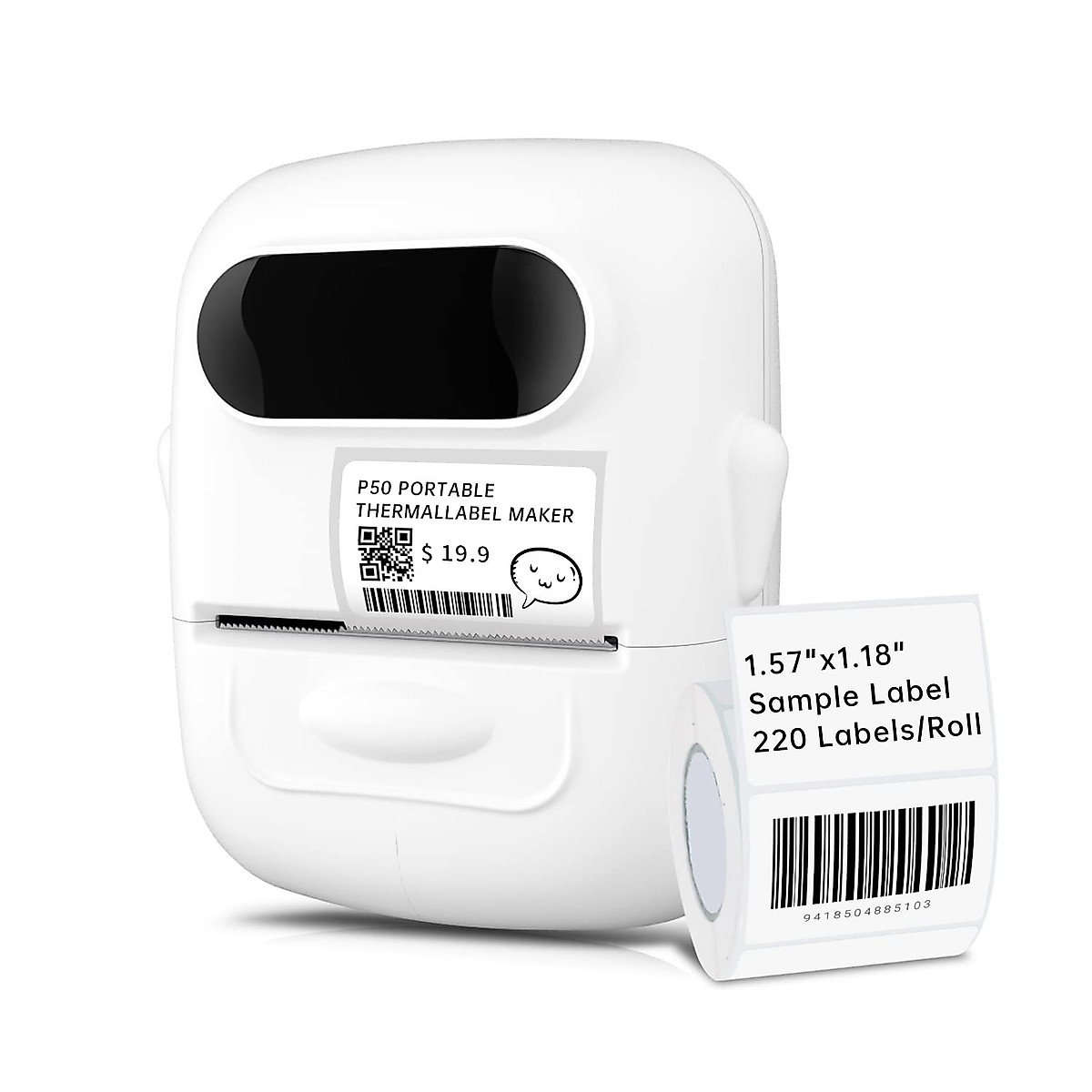 Label Maker Machine with Tape P50 - 2 Inch Portable Barcode Label Printer, Bluetooth Label Stickers Machine for Clothing, Jewelry, Retail, Address, Barcode, QR Code, Home, Office