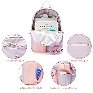 AUOBAG Kids Backpack Girls Backpacks Elementary Bookbags Middle School Bags Women Casual Daypacks Send Pendant (Purple)