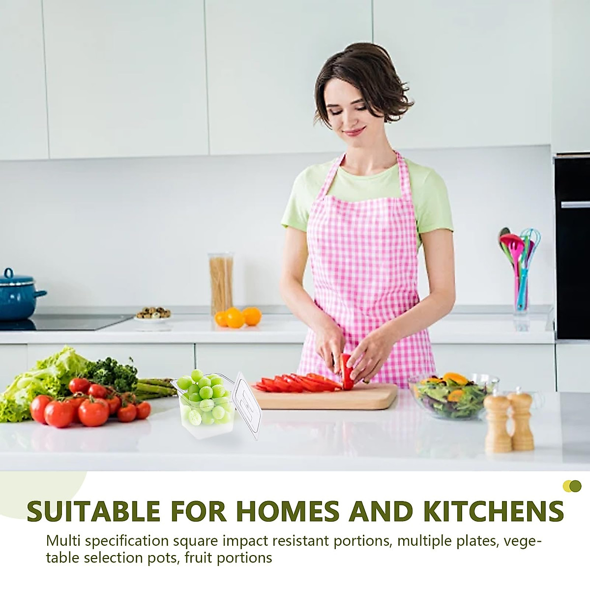 Hyuetrsa 8 Packs Plastic Food Pan with Lids Clear Food Storage Containers 1/6 Size 6 Inch Deep Restaurant Commercial Hotel Pans Stackable Polycarbonate Pan for Vegetables Fruits Beans Corns