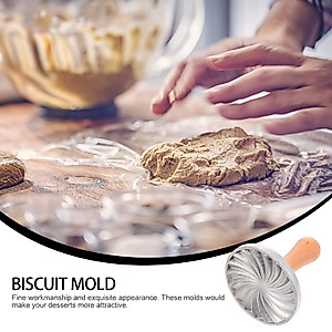 Kichvoe Cookie Stamp Metal Cookie Press Molds Embosser Fondant Stamp Biscuits Presser with Wooden Handle Baking Stamp Molds for Diy Cake Pastry