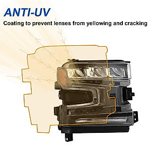 ALZIRIA Headlight Assembly Fit for 2019-2022 19 20 21 22 2019 2020 2021 2022 Chevy Silverado 1500 Pickup/LT/LT Trail Boss/LTZ with LED DRL (Passenger Side-Right)