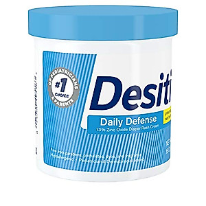 Desitin Daily Defense Baby Diaper Rash Cream with 13% Zinc Oxide, Barrier Cream to Treat, Relieve & Prevent Diaper Rash, Hypoallergenic, Dye-, Phthalate- & Paraben-Free, 16 oz