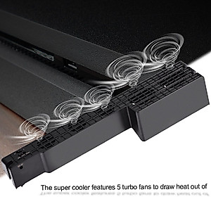 M ugast Cooling Fan for PS4 Pro, USB External Cooler 5 Fan Turbo Temperature Control Cooling Fans for Sony Gaming Console