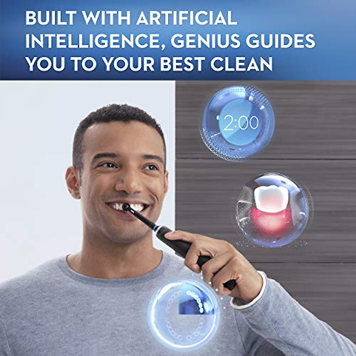 Oral-B GENIUS X Electric Toothbrush with 3 Oral-B Replacement Brush Heads and Toothbrush Case, Black