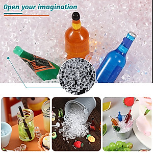 Waydress 200g Fakes Ice Cubes Miniature Dollhouse Clear Plastic Ice Cubes Doll House for Dollhouse Cups Sprinkle Decorations Fake Cake Dessert Beer Drinks Kitchen Food Accessories