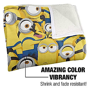 Minions Blanket, 50"x60", Minion Group Silky Touch Sherpa Back Super Soft Throw Blanket