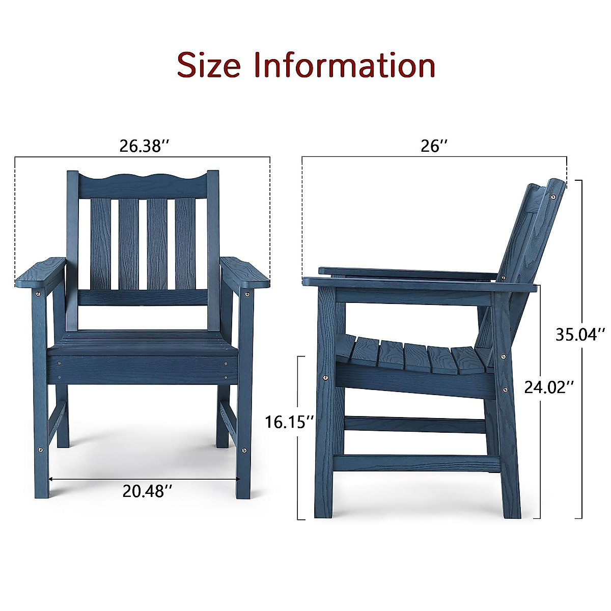 Stoog Oversized Patio Bench & Chairs Set, All-Weather Outdoor Furniture Set, Include 2 Patio Chairs and 1 Patio Bench, for Porch, Backyard, Lawn, Pool and Deck, Blue