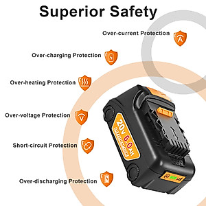TeenPower 4Pack 20V 6.0Ah Battery Replacement for Dewalt 20v Max Battery