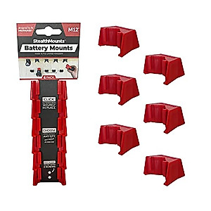 StealthMounts Milwaukee M12 Battery Holder - 6 Pack | Milwaukee Battery Holder M12 | 12V Milwaukee Battery Storage | M12 Milwaukee Battery Mount | Milwaukee Wall Mount| Made in The UK