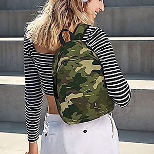FYCFSLMY Camo Camouflage Green Backpack with Adjustable Straps, Suitable for Travel Picnics Activities
