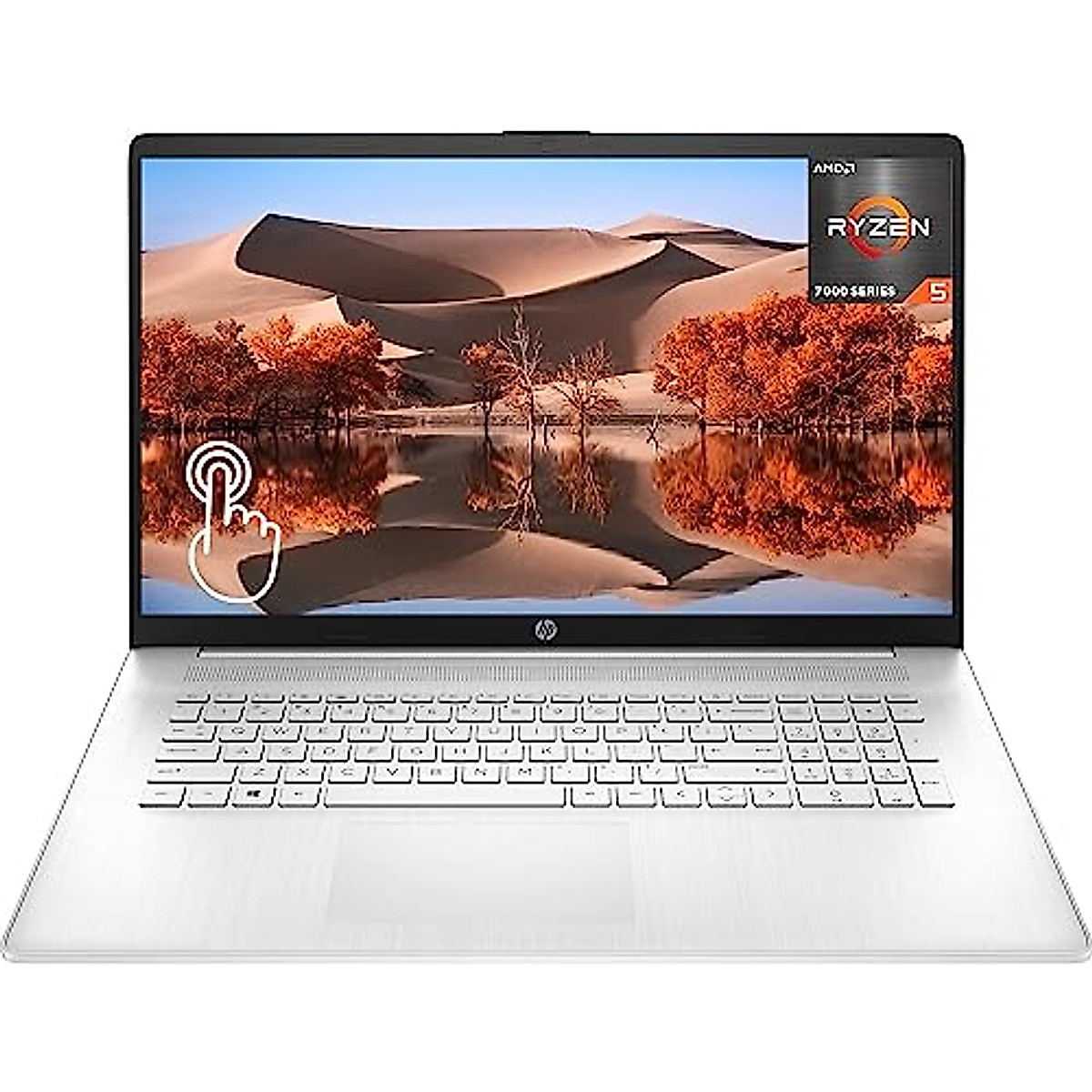 HP 2023 Newest Touchscreen Laptop, 17.3 Inch HD+ Display, AMD Ryzen 5 7530U Processor(Beats i7-1165G7), 16GB RAM, 1TB SSD, Wi-Fi 6, HDMI, Full-Size KB, Webcam, Windows 11 Home, Bundle with JAWFOAL
