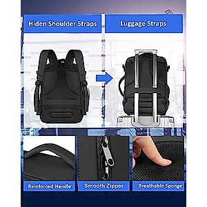 Travel Laptop Backpack, 40l Extra Large Laptop Backpack for Men Women, Business Carry on Backpack with USB Charging Port Fits 17 Inch Notebook, College Bookbag Duffel Bag for Weekender Work, Black