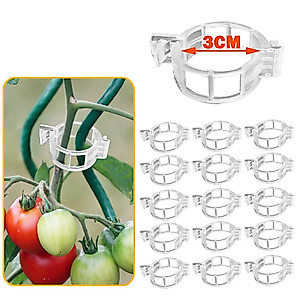 JFDWOPHT 100 Pieces White Plastic Plant Support Clips, Plant Vine Fixed Support Clips, Garden Tomato Plant Support Clips for Plants Stems Support and Vines Grow Upright Climbing