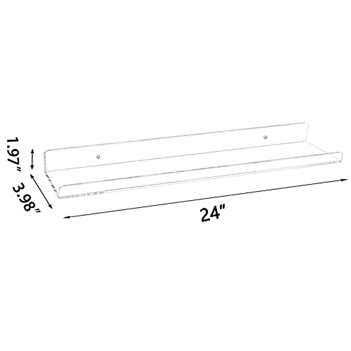 Weiai Clear Acrylic Shelves 24 inches, Floating Wall Bookshelf for Kids, Transparent Book Shelf Ledge for Wall, Set of 4