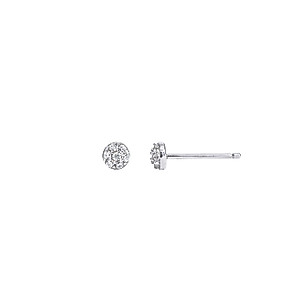 Amazon Essentials Rhodium Plated Sterling Silver Cubic Zirconia Pave Disc Earrings, Silver