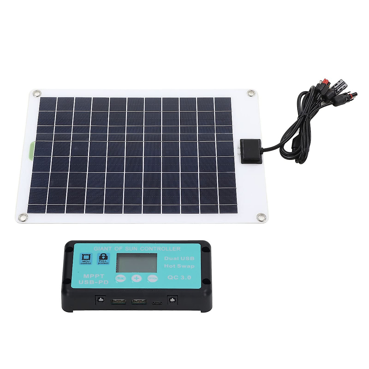 50 Watt 12V Solar Panel with High Conversion Efficiency, Solar Panel Battery Charger with MPPT 100A Controller for 12V Battery and DC Charging Equipment