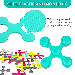 Prince Lionheart Bath Mat for Tub Baby Kids Fun Bath Puzzle Anti-Slip Waterproof Shower Mat with Suction Cups (18pcs)