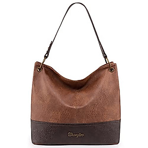 Wrangler Hobo Bags for Women Leather Tote Bag Shoulder Bag Top Handle Satchel Purses and Handbags B2B-WG20-918BR