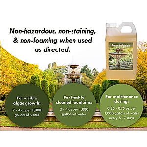 Fountain Algaecide and Clarifier - 64oz - Kills and Inhibits All Types of Algae Growth, Formulated for Small Ponds and Water Features, Treats up to 64,000 Gallons