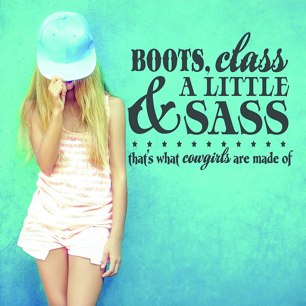 Vinyl Wall Decal Sticker : Country Girl Boots Class & A Little Sass That's Cowgirls are Made of Baby Newborn Girl Daughter Infant Nursery Bedroom Picture Art Size : 14 X 20 Inches