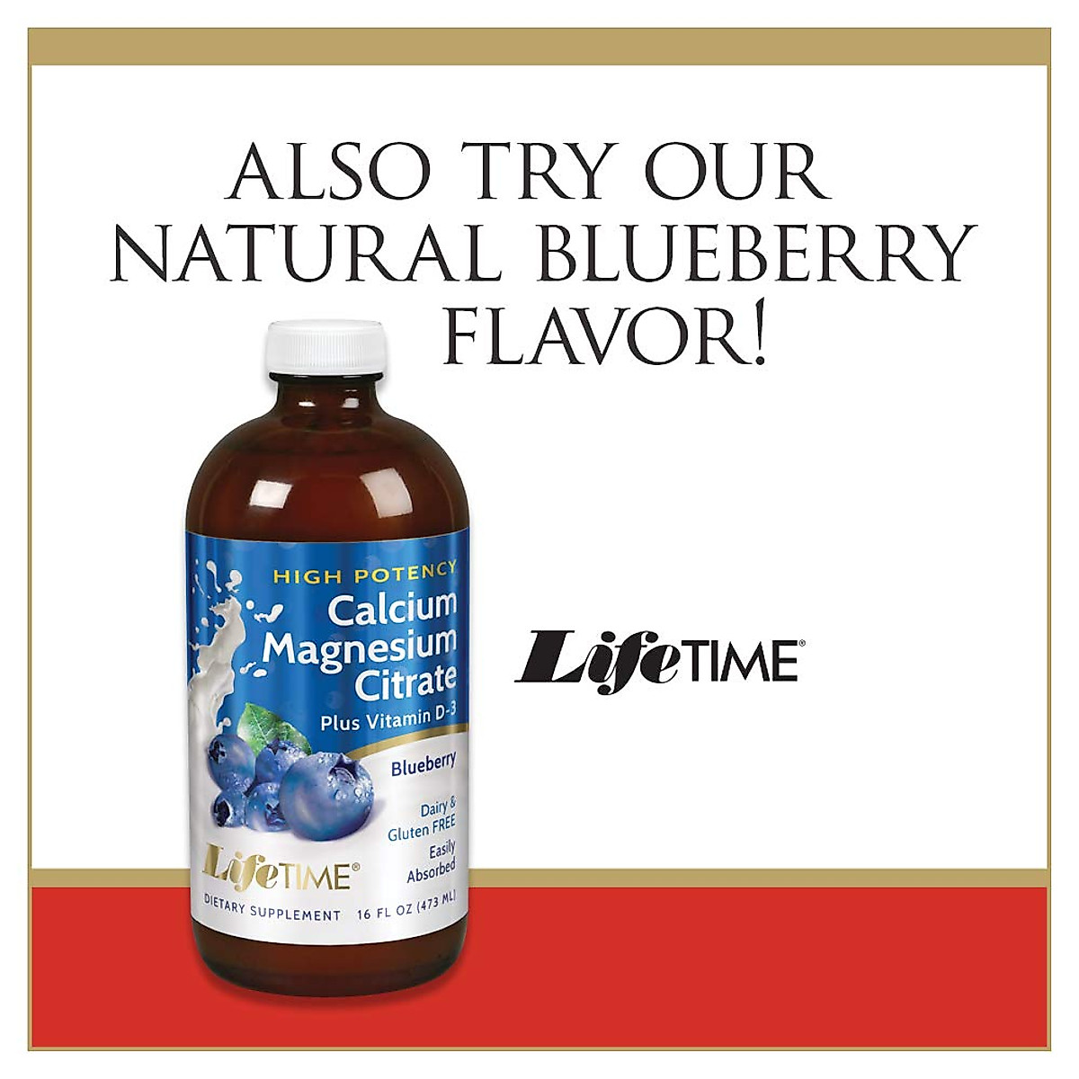 LifeTime Vitamins - Liquid Calcium Magnesium Citrate Natural Strawberry Flavor - 16 fl. oz.