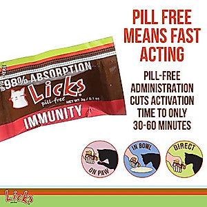 Licks Pill-Free Cat Immunity - Immune Support Cat Supplies - Respiratory Supplements for Cats - Cat Health Supplies - Gel Packets - 10 Use