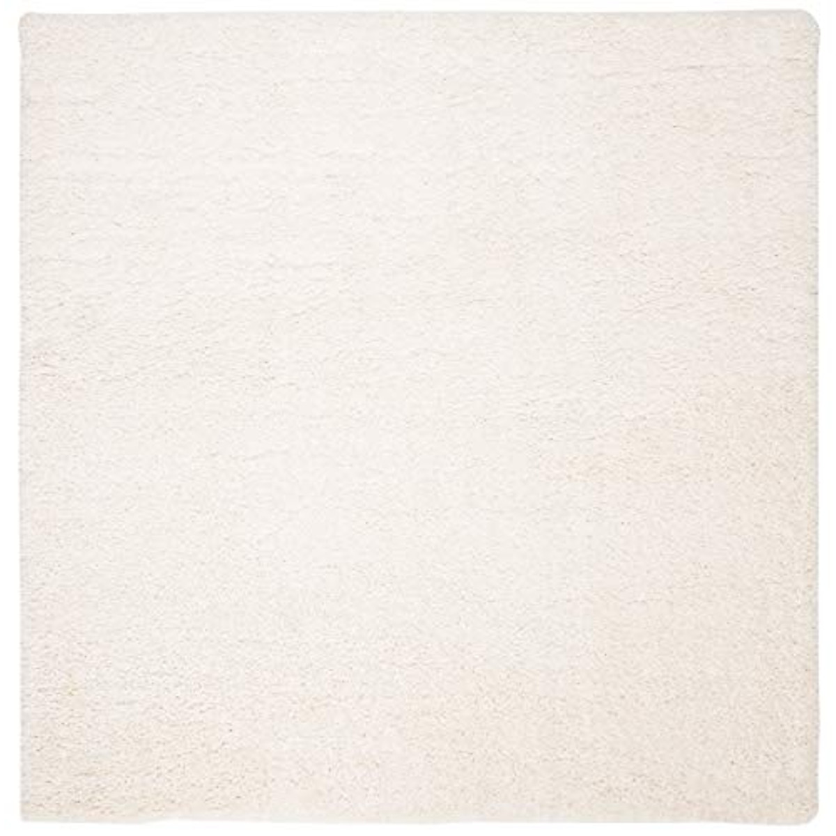 SAFAVIEH Fontana Shag Collection Area Rug - 8' Square, Ivory, Solid Design, Non-Shedding & Easy Care, 2-inch Thick Ideal for High Traffic Areas in Living Room, Bedroom (FNT800A)